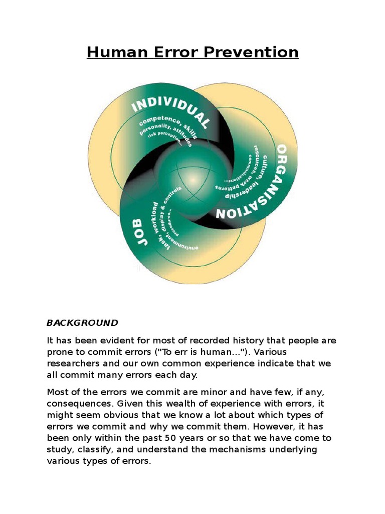 Human Error Prevention: Background | PDF | Error | Human