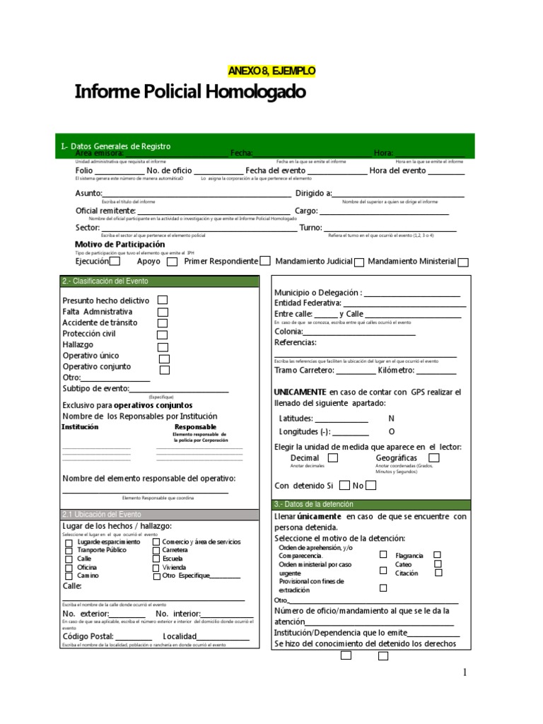Informe Policial Homologado: Anexo 8, Ejemplo | PDF | Apellido | Policía