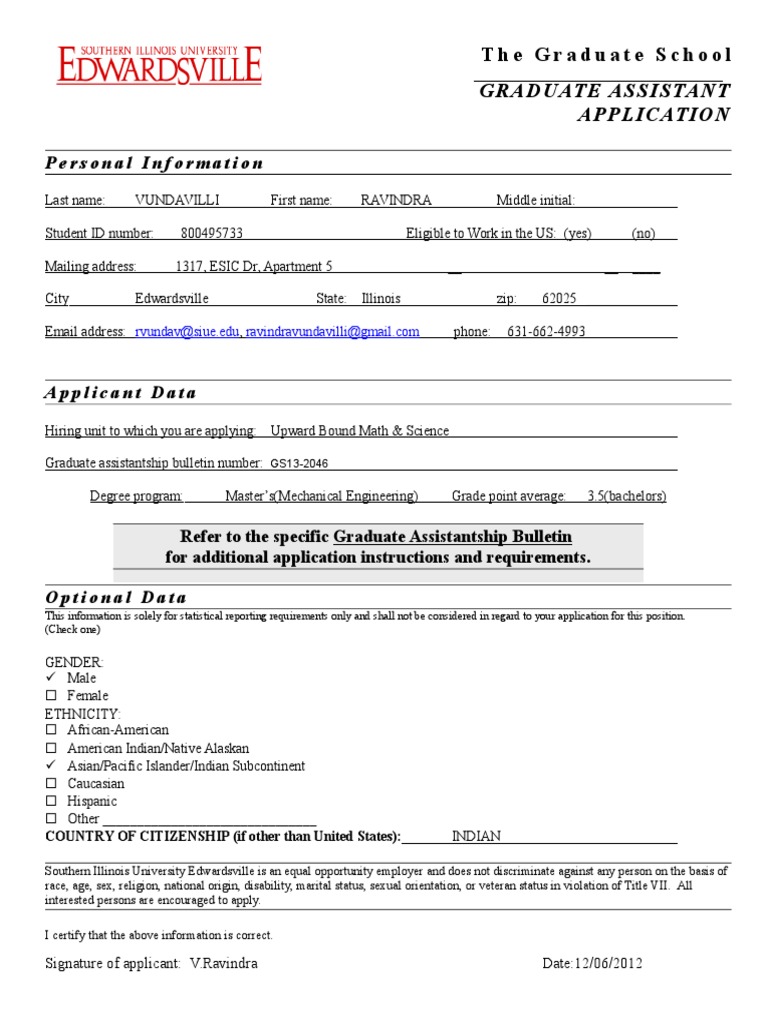 GA Application Form | PDF