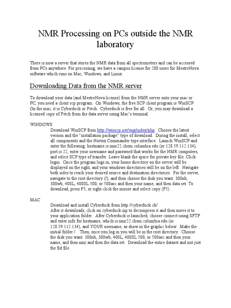 NMR Data Processing Guide for PCs | PDF | Server (Computing) | User ...