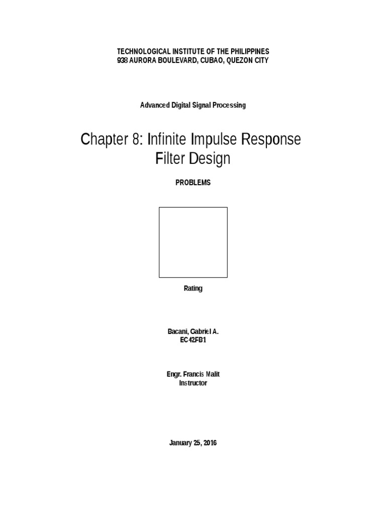Chapter 8 Problems | PDF | Bandwidth (Signal Processing) | Low Pass Filter