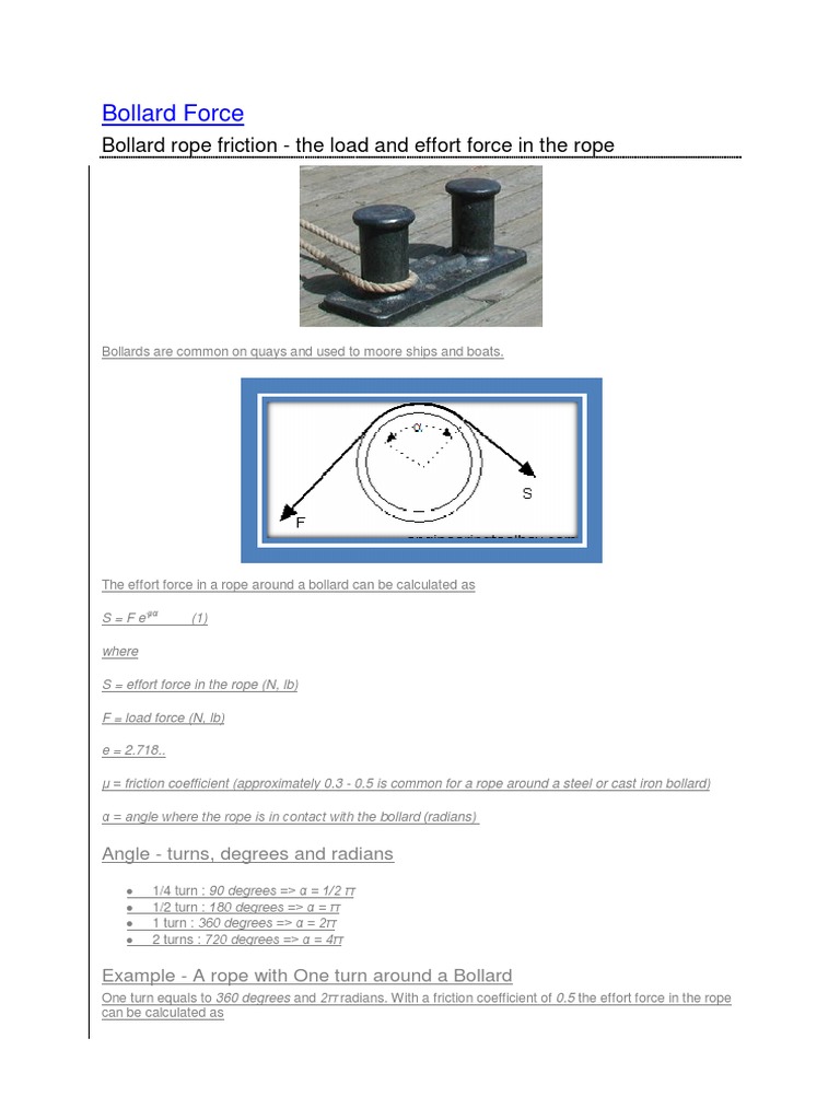 Bollard Force and Rope Friction Analysis | PDF