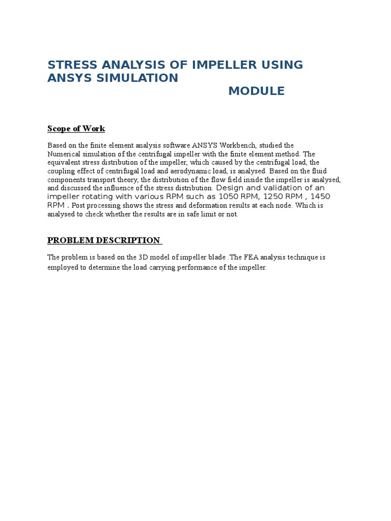 Impeller Stress Analysis in ANSYS | PDF | Structural Analysis | Stress ...