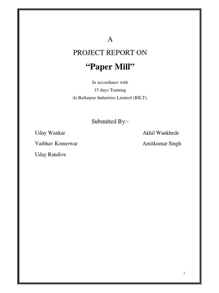 Bilt Paper Mill Report | Pulp (Paper) | Paper