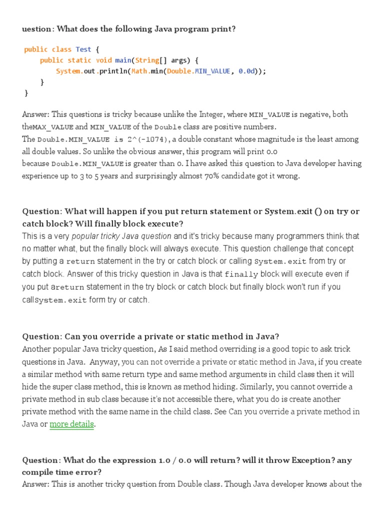 Top 10 Tricky Java Interview Questions and Answers - Java67 | PDF ...