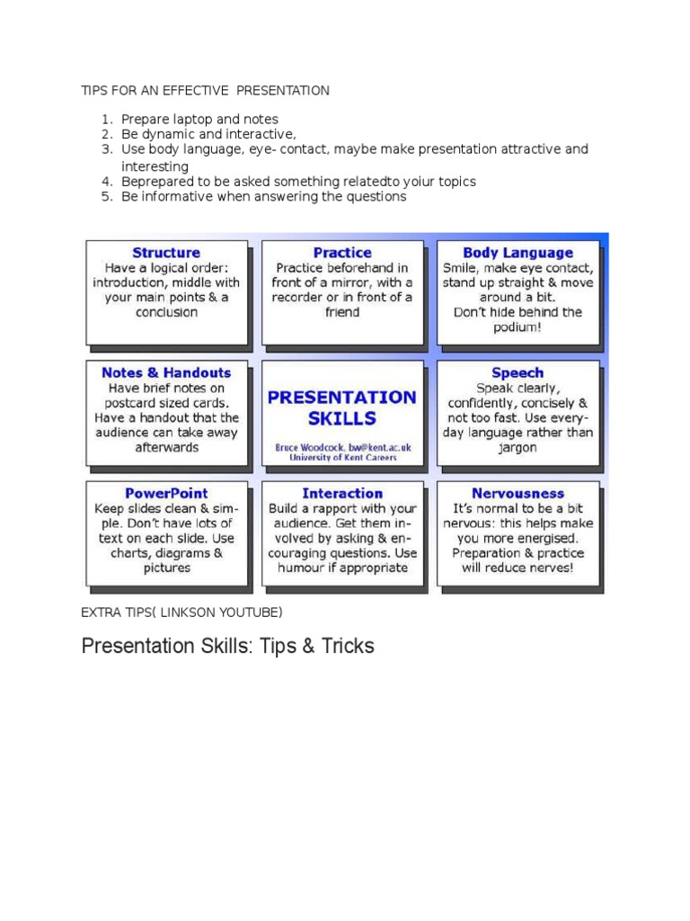 Effective Presentation Tips | PDF | Self-Improvement