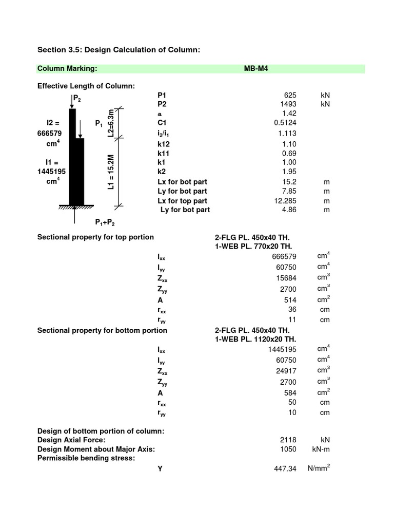 Section 3.5: Design Calculation of Column | PDF