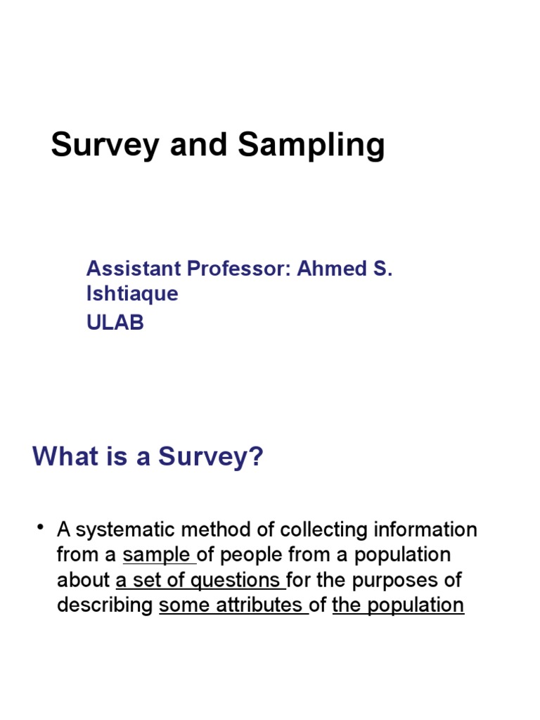Survey & Sampling 2014 | PDF | Stratified Sampling | Sampling (Statistics)