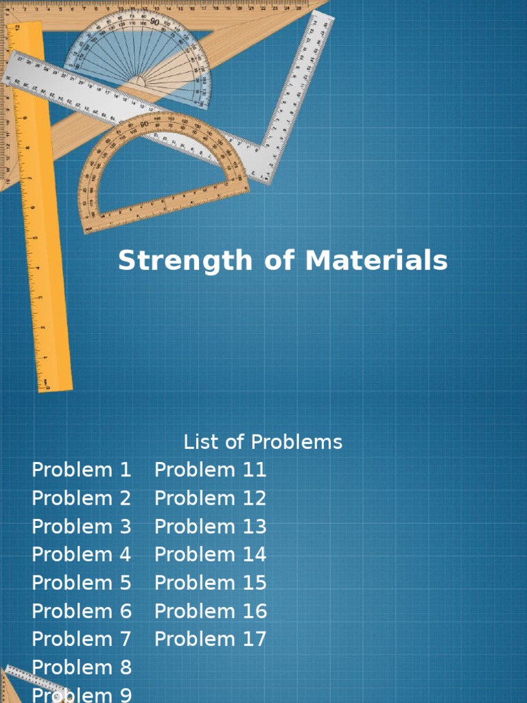Strength of Materials Problem Set | PDF | Stress (Mechanics) | Strength ...