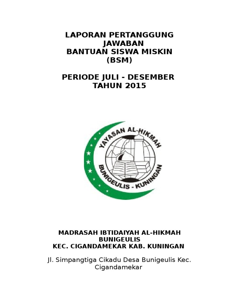 LPJ BSM Mi Al Hikmah Periode JULI - DeSEMBER 2015 | PDF