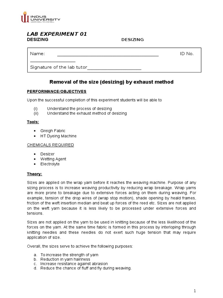 Lab 1 | PDF | Starch | Yarn