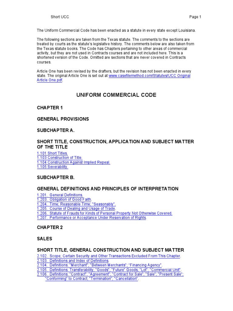 Short UCC | PDF | Lease | Uniform Commercial Code