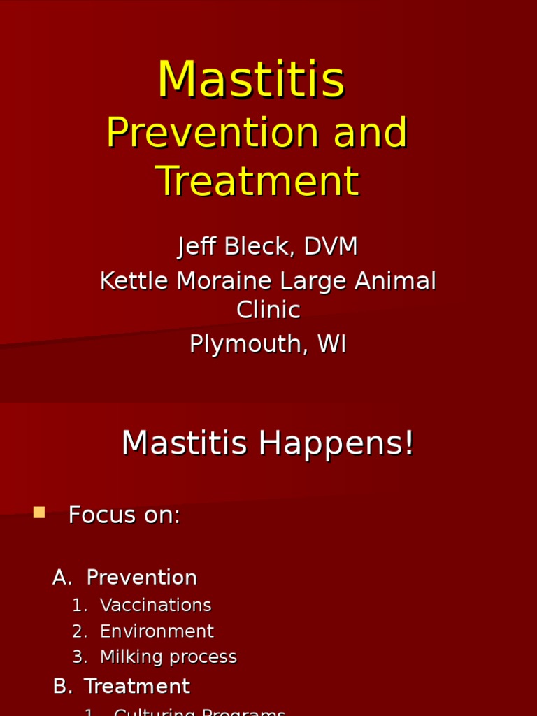 Mastitis Prevention and Treatment.ppt | Medical Specialties | Health ...