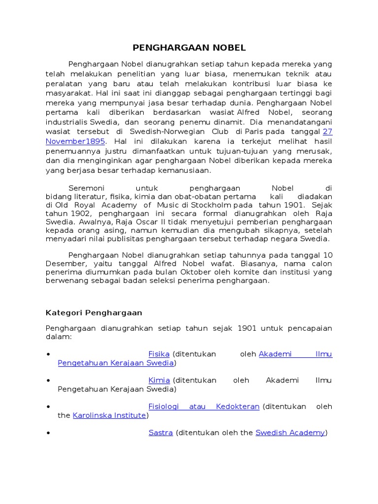 Penghargaan Nobel | PDF