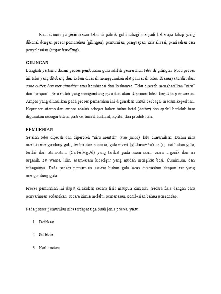 Keterangan Flow Diagram Industri Gula Resty | PDF