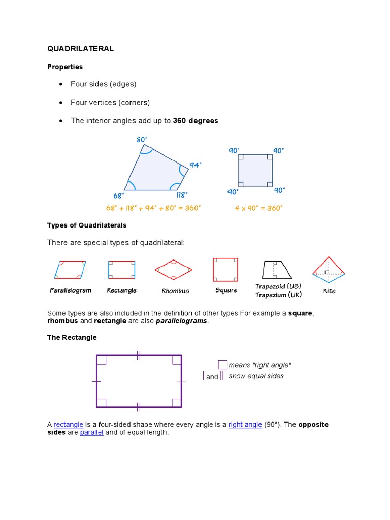 Quadrilateral | PDF | Rectangle | Geometric Shapes