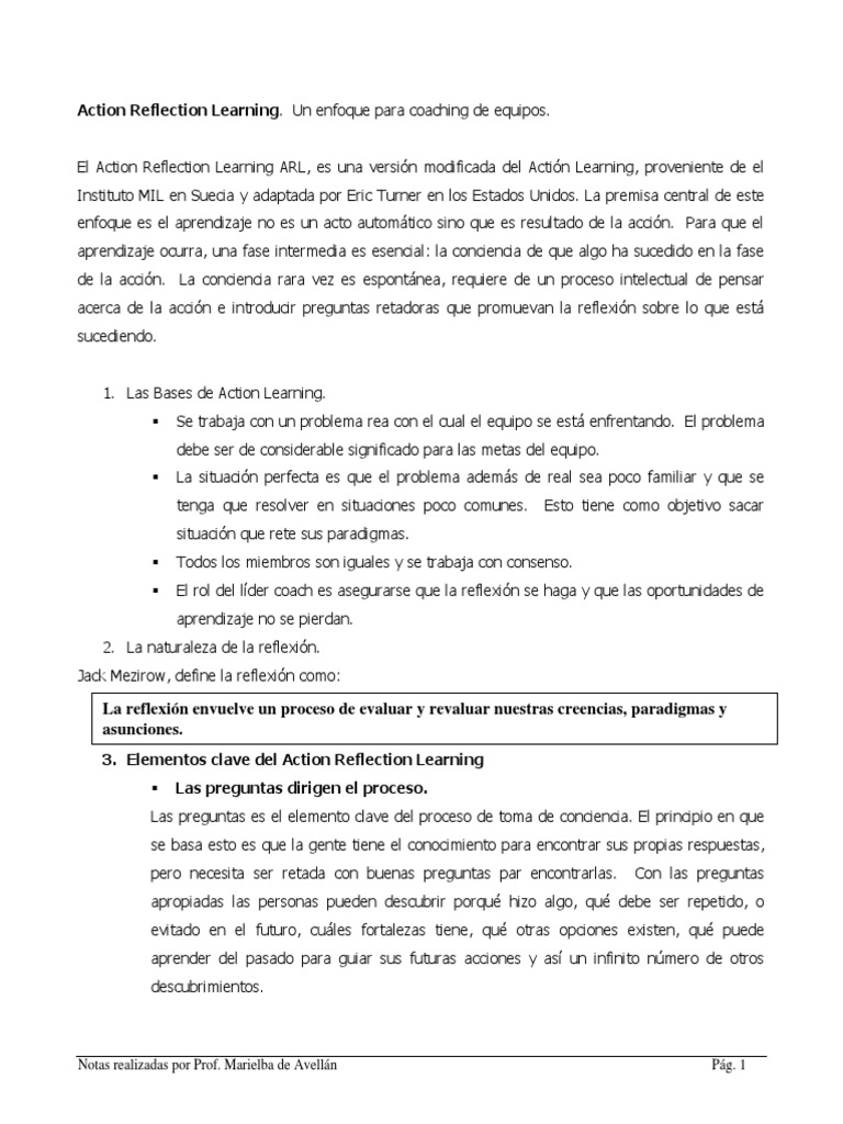 Action Reflection Learning | PDF | Aprendizaje | Sicología