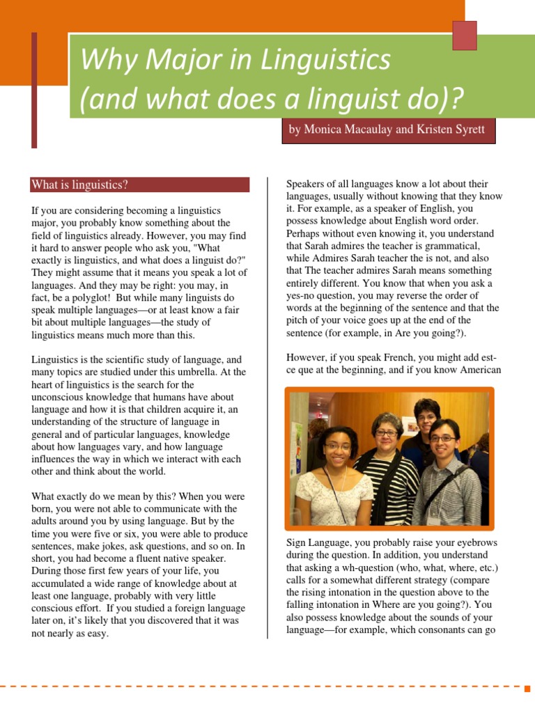 Why Major in Linguistics 0815 | PDF | Linguistics | English As A Second Or Foreign Language