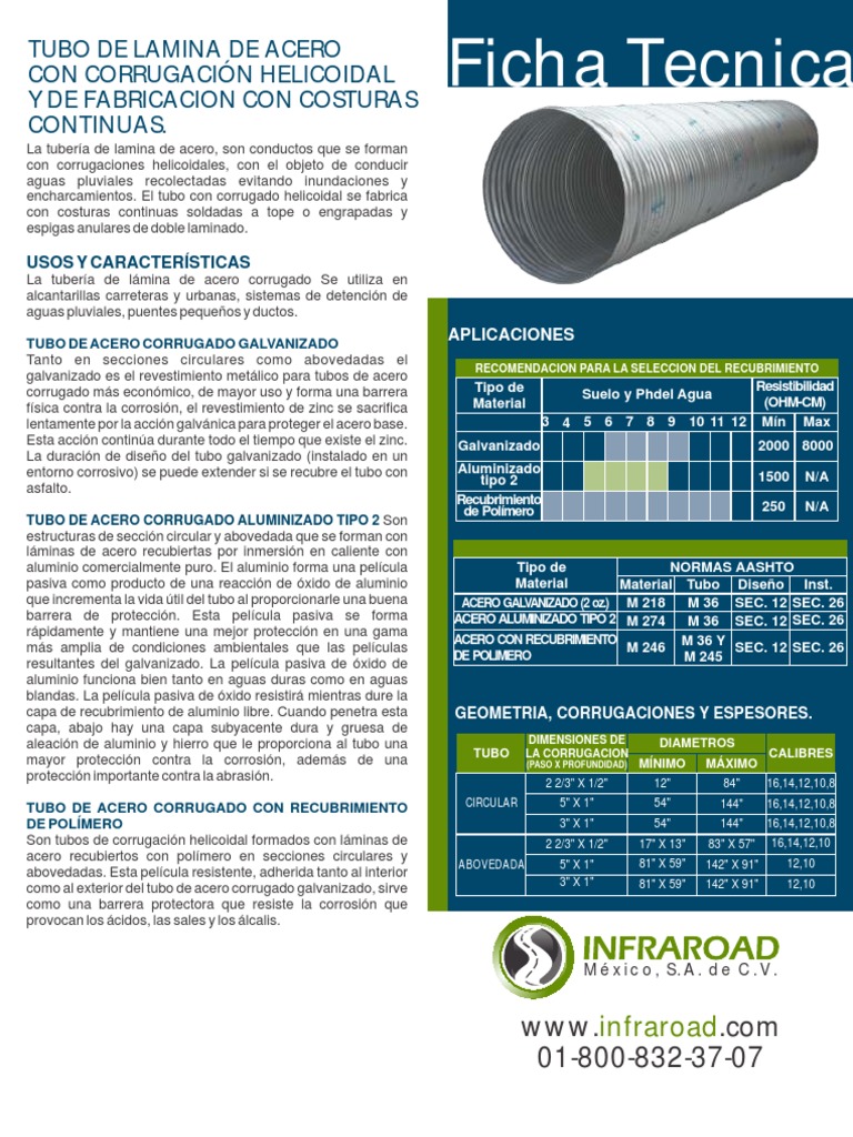 Tubo de Lamina de Acero Ficha Tecnica | PDF | Tubería (transporte de fluidos) | Acero