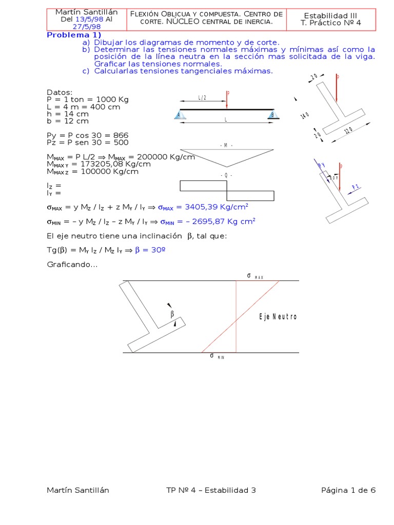 Est 3 Practico 4 - Flexion Oblicua | PDF | Doblar | Ingeniería de ...