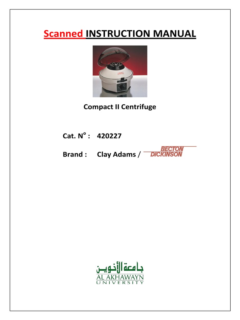 Centrifuge Manual | PDF