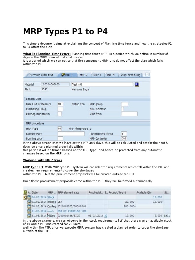 MRP Types P1 To P4 | PDF | Business