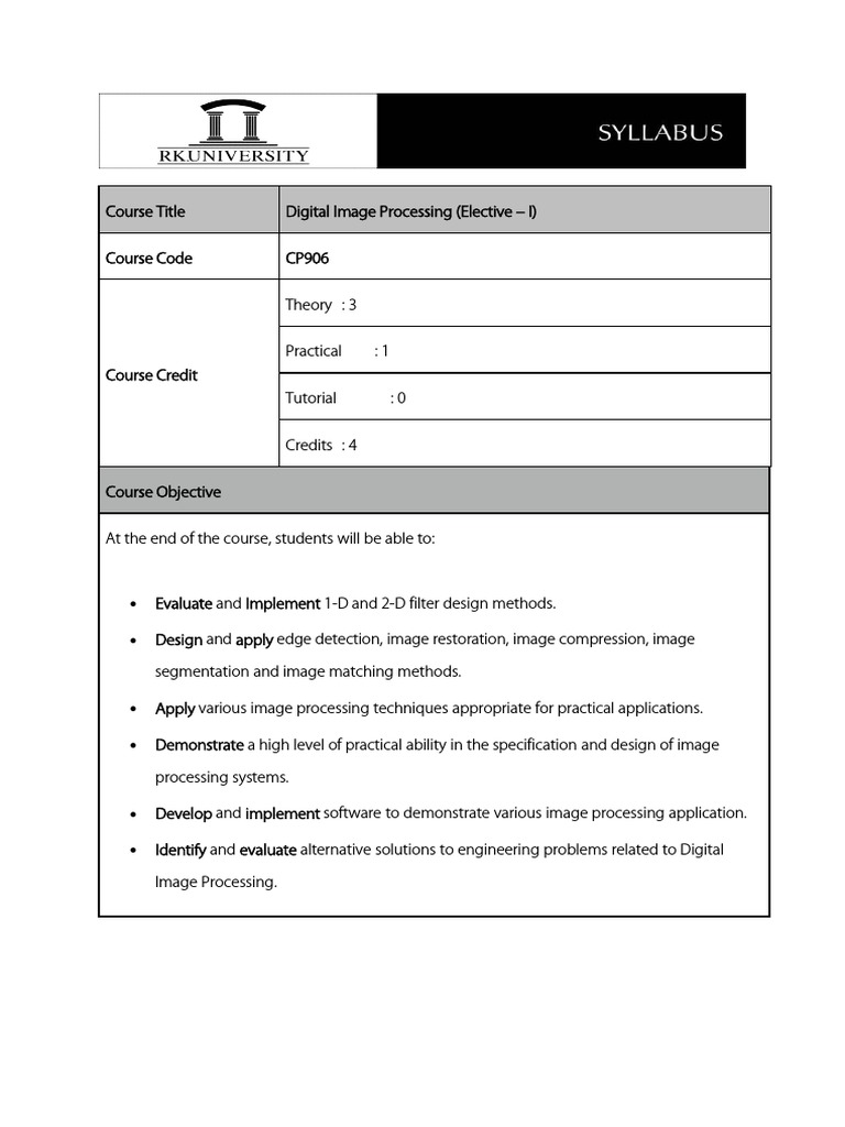 Digital Image Processing Elective 1 | PDF | Data Compression | Filter (Signal Processing)