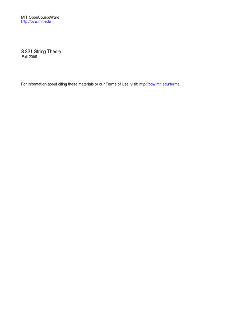 MIT OpenCourseWare 8.821 String Theory Fall 2008 Problem Set 2 Solutions | PDF | Mathematical ...