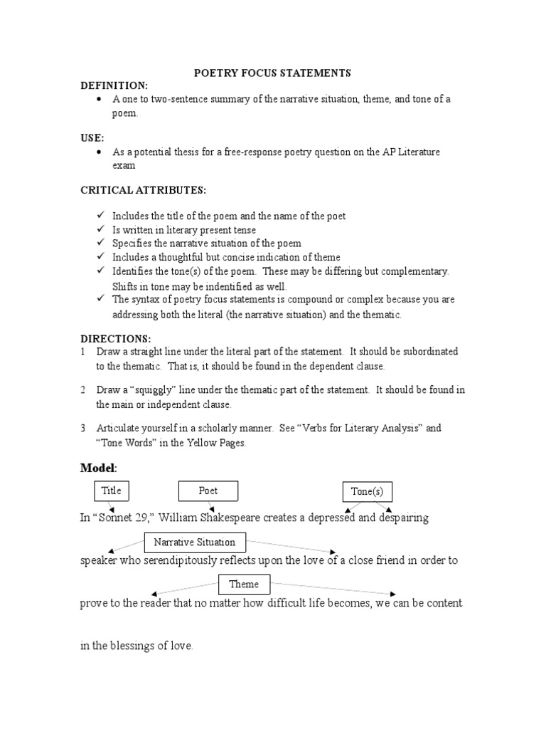 Poetry Focus Statements | PDF