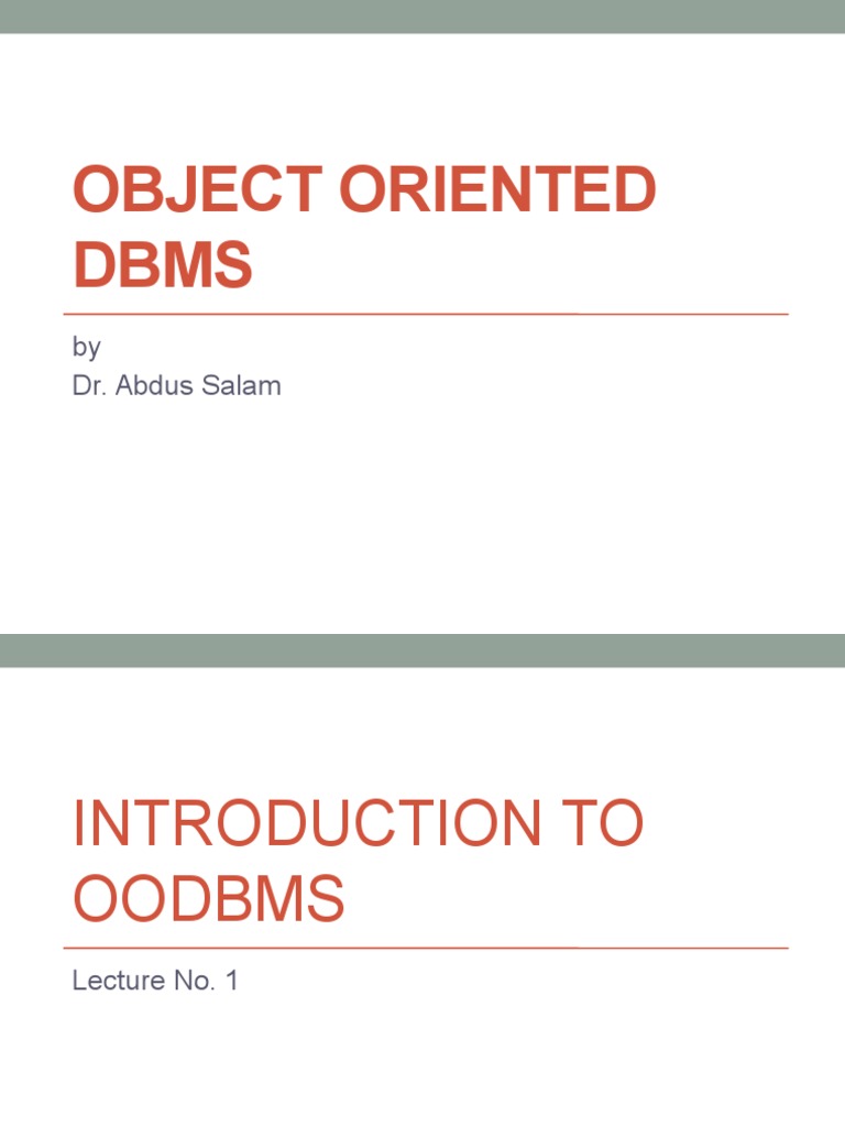 Object Oriented DBMS-1 | PDF | Relational Model | Databases