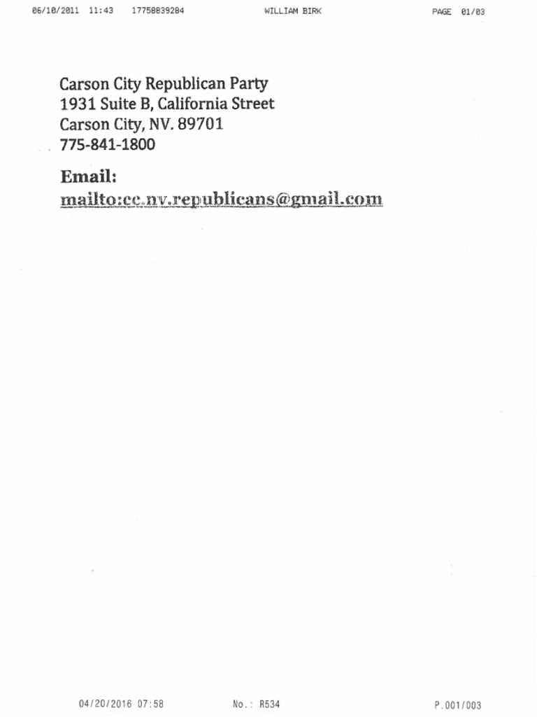 Carson City Republican Party Letter | PDF