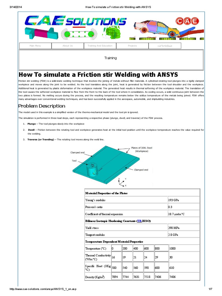 How To Simulate A Friction Stir Welding With ANSYS | PDF | Welding ...