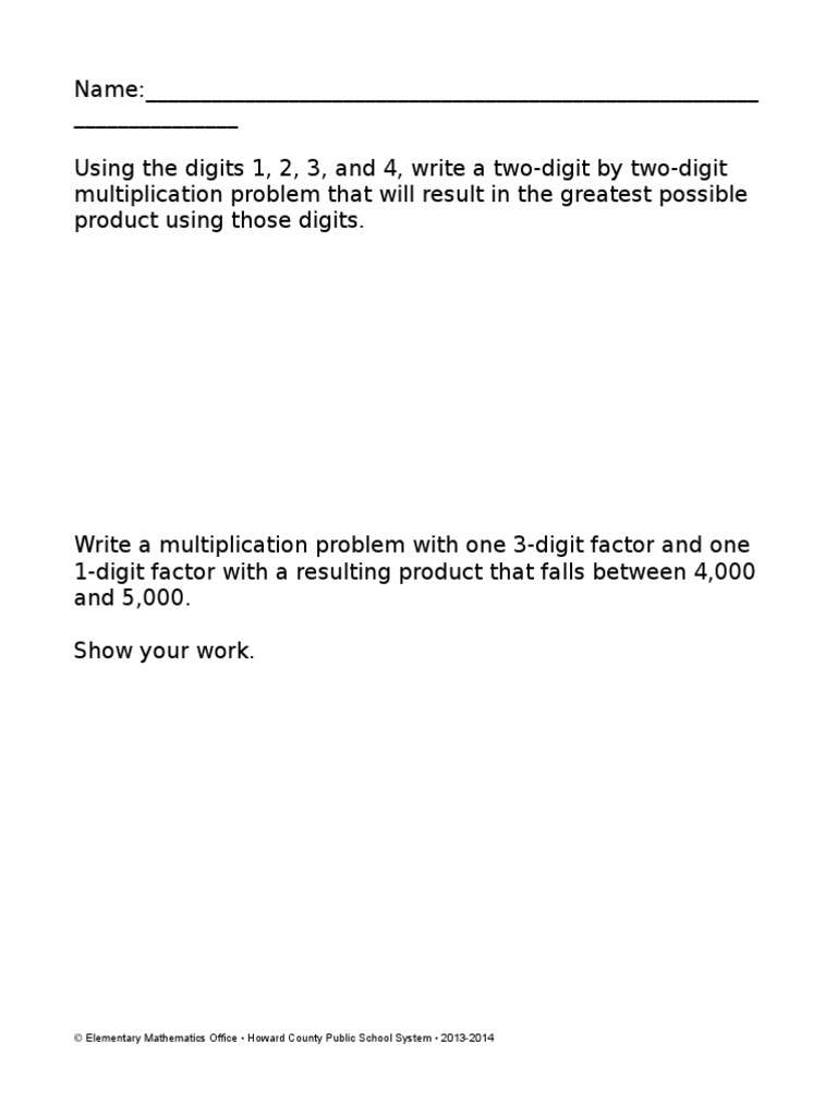 Break Apart Method for Multiplication | PDF