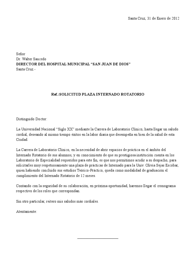 Carta de Internado Rotatorio | PDF