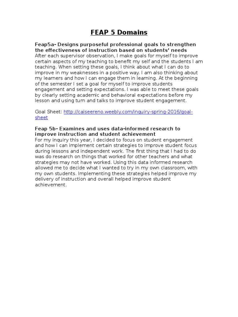 Feap 5 Evidence | PDF | Teachers | Classroom
