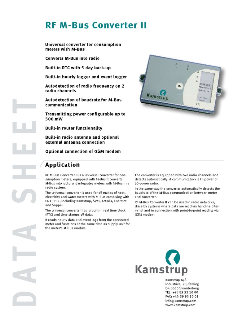 RF M-Bus Converter II: Application | PDF | Radio | Antenna (Radio)