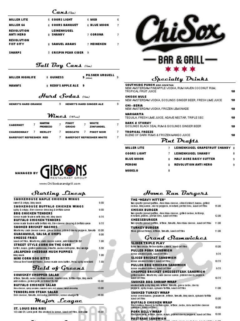 Chisox Menu 2016 New | PDF | Salad | Taco