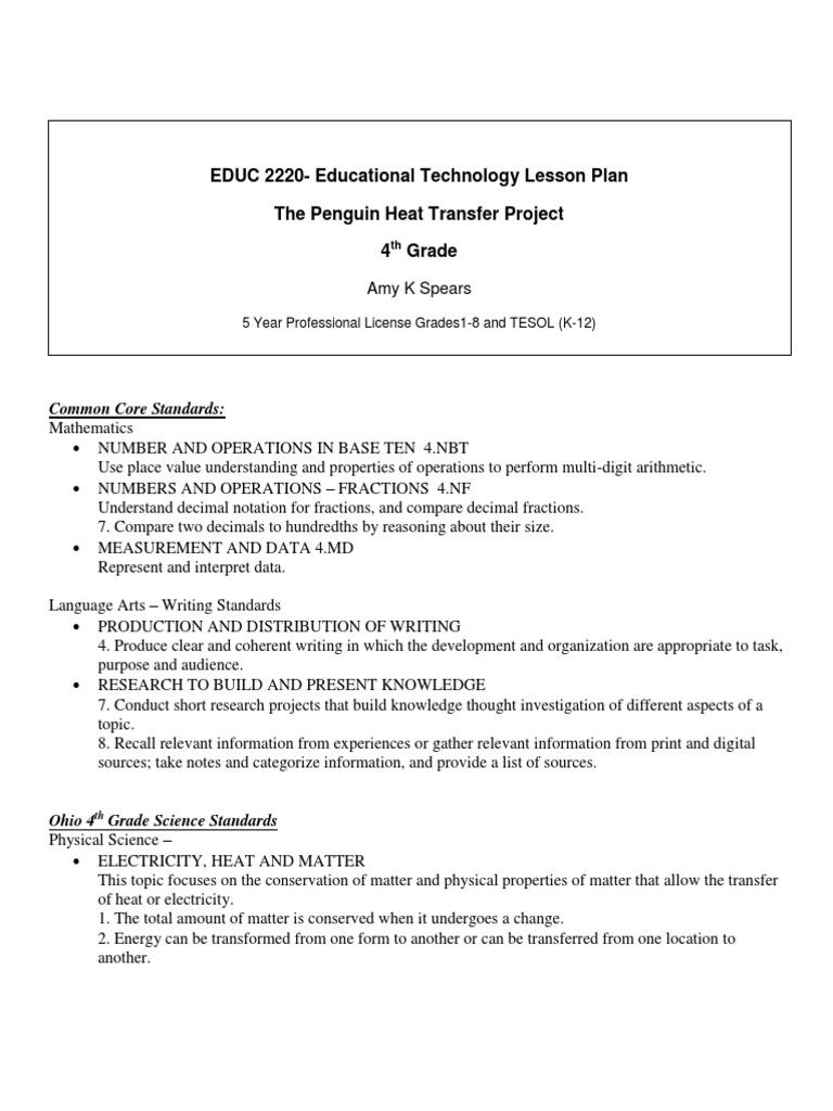 EDUC Lesson Plan Complete | PDF | Heat Transfer | Physics