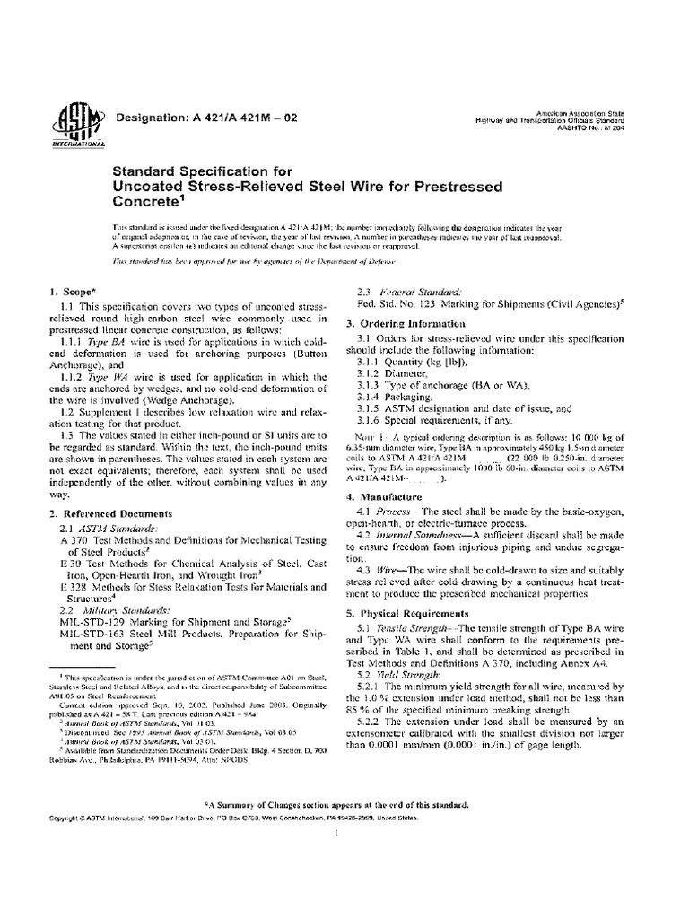 Astm A421 - 2002 | PDF