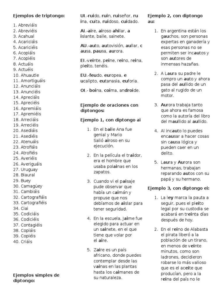 Ejemplos de Triptongo | Comillas | Ciencia