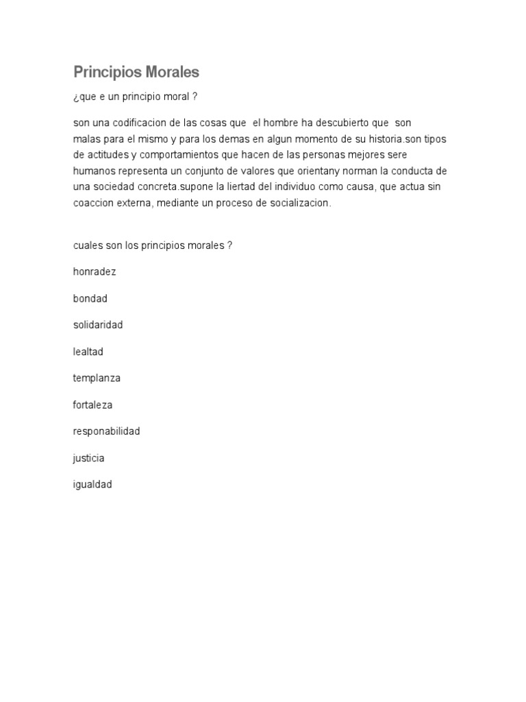 Principios Morales | Moralidad | Ética profesional