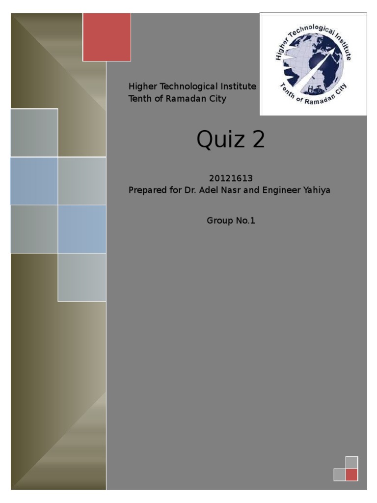 Quiz 2 for Higher Technological Institute | PDF | Technology & Engineering