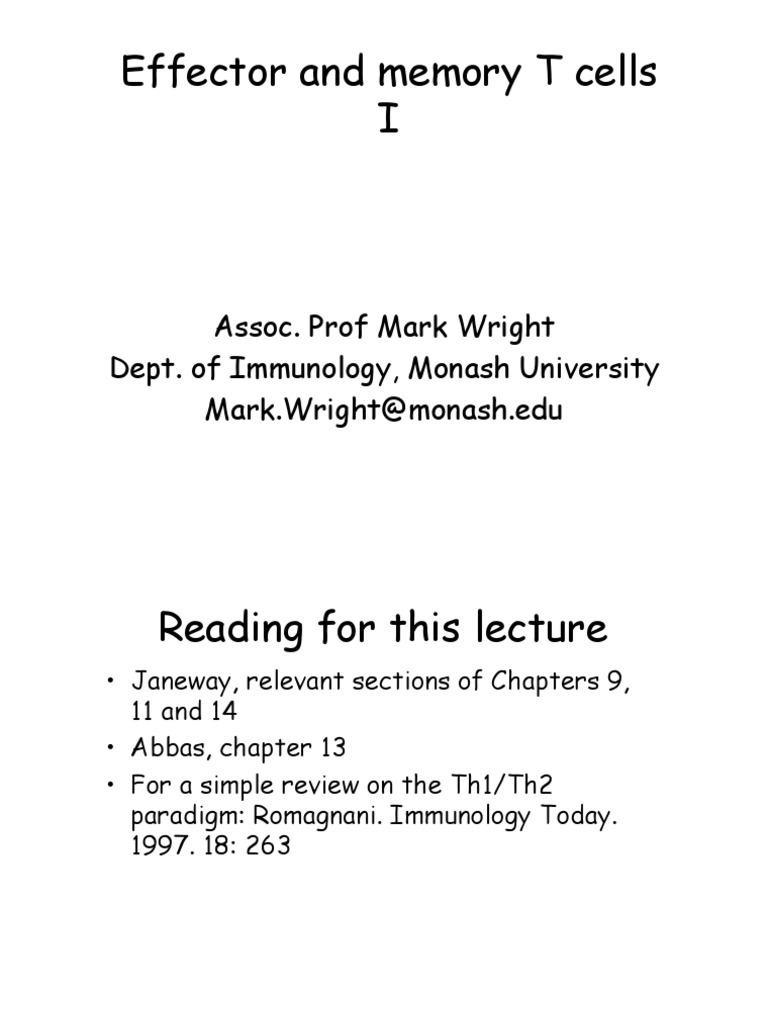 T Helper and Memory Cells 2016 | PDF | T Helper Cell | Interferon Gamma