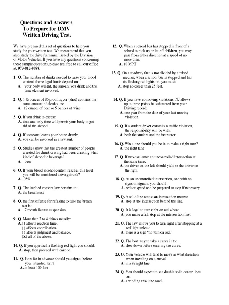 DMVQuestion and Answers PDF | PDF | Driving Under The Influence | Driving