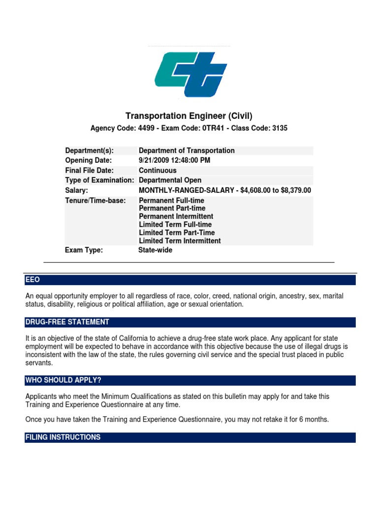 Transportation Engineer (Civil) | PDF | Engineering | Test (Assessment)