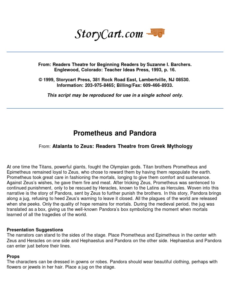 Prometheus and Pandora | PDF | Prometheus | Mythology