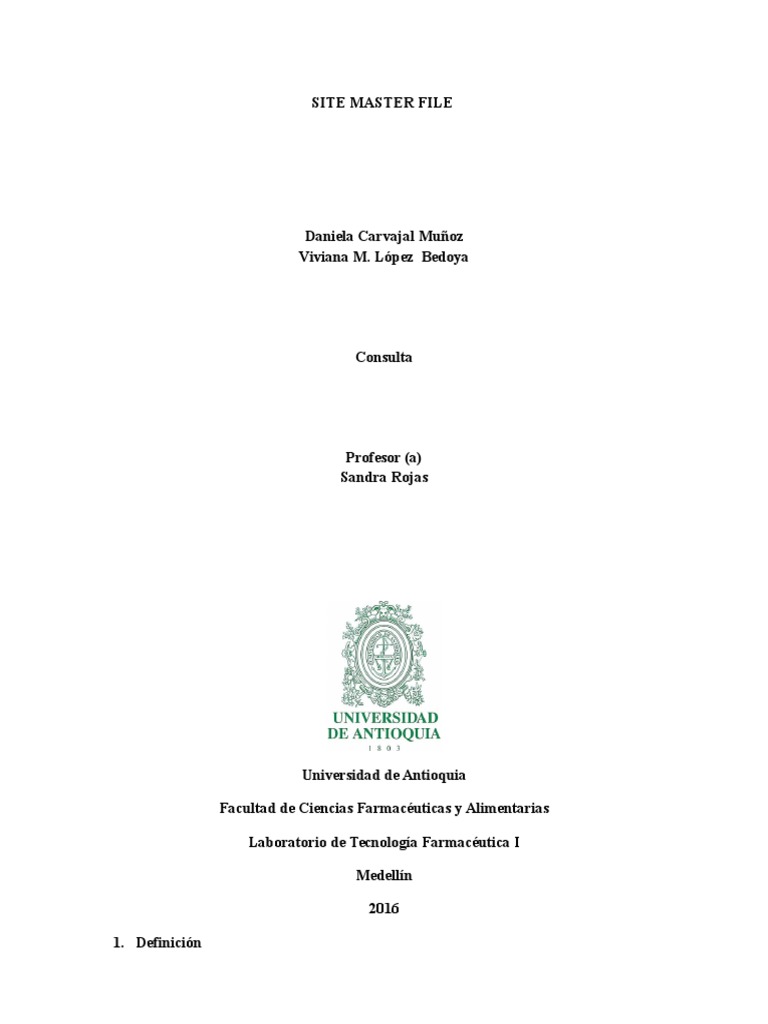 Site Master File | PDF | Medicamentos con receta | Farmacéutico
