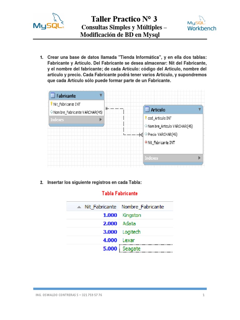 Ejercicio 4 - Tienda Informatica SQL | PDF | SQL | Tabla (base de datos)