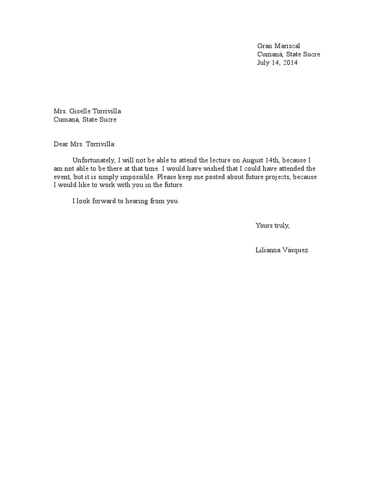 Carta de Disculpa en Ingles | PDF