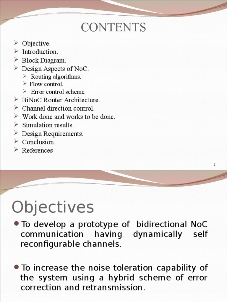 Objective. Block Diagram. Design Aspects of Noc.: Routing Algorithms. Flow Control. Error ...